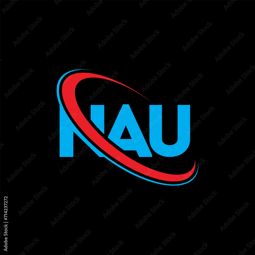 NAU logo. NAU letter. NAU letter logo design. Intitials NAU logo linked ...