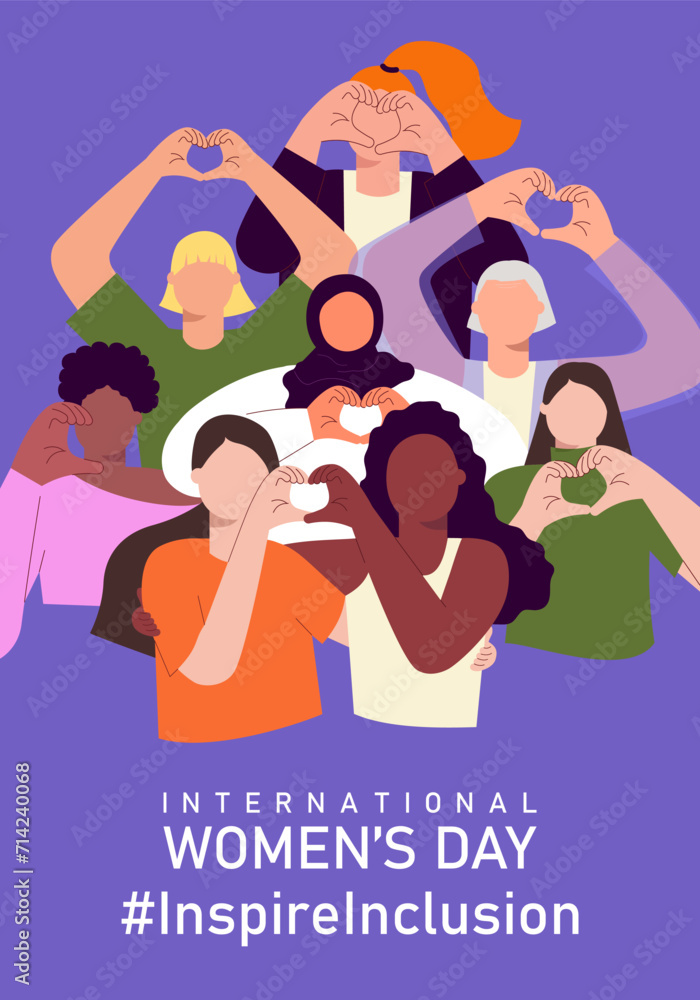 Inspire inclusion vertical banner for International Women's day. IWD ...