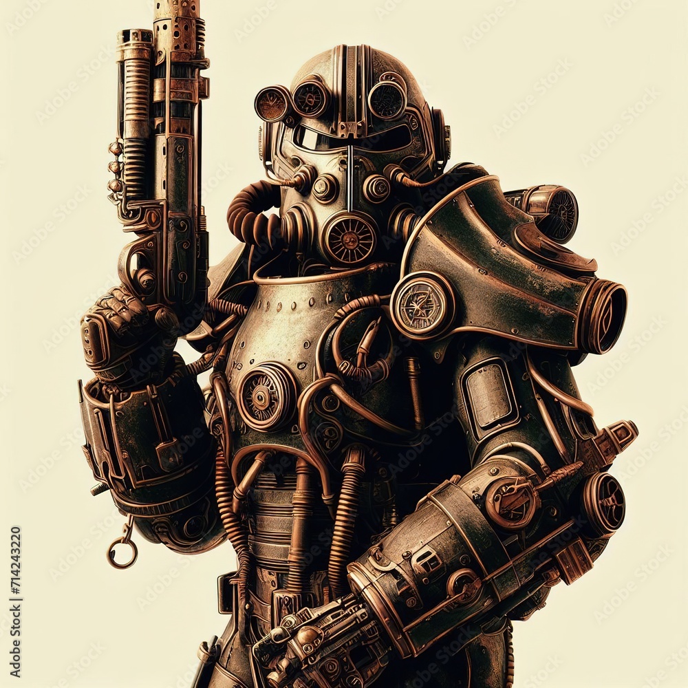 Steampunk power armor suit, combining the mechanical aspects of Arcanum ...