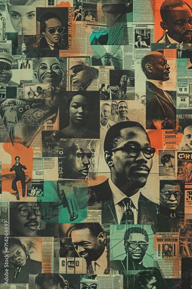 A visually striking collage featuring prominent figures in Black ...