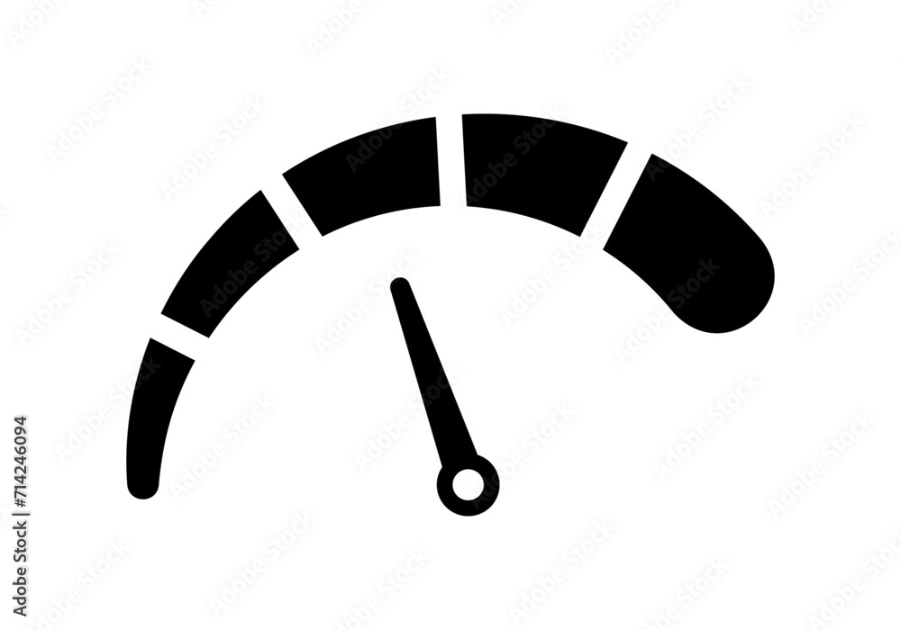 Speedometer flat vector art rounded style in black color on white ...