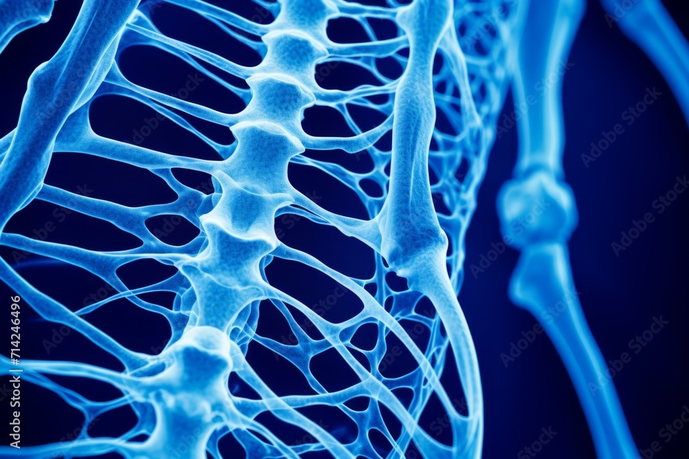 Bone tissue human skeleton under microscope cells structure medical ...