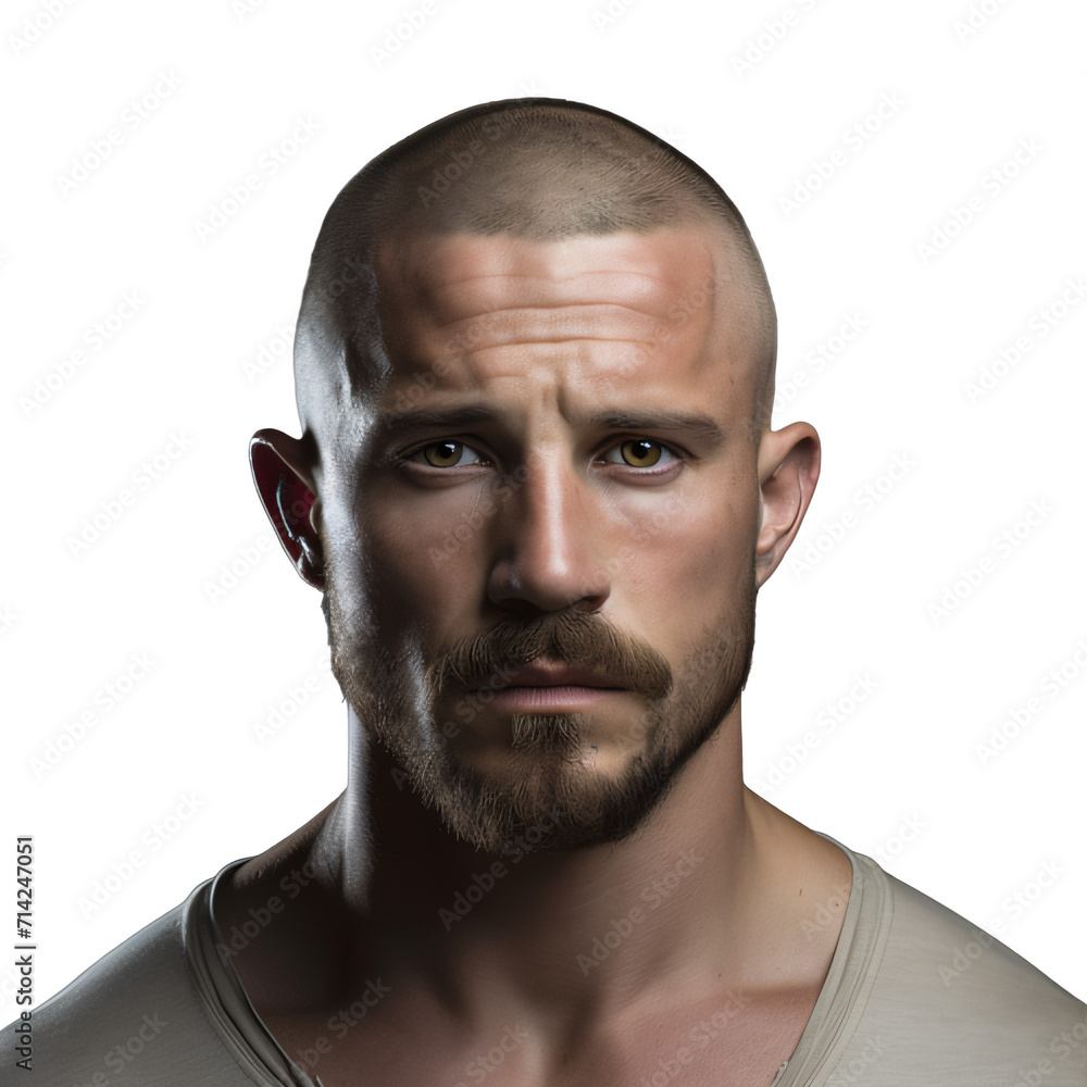 A handsome man with a buzz cut and a goatee on a transparent background ...