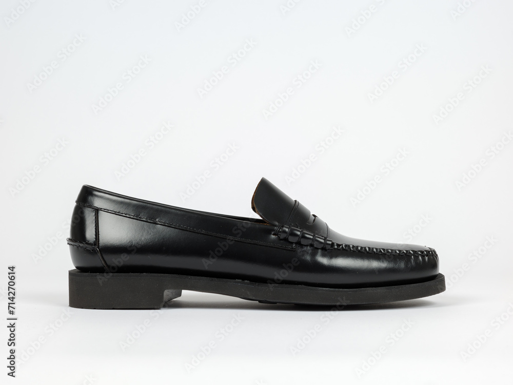 Mens shoes product photography on a white backdrop. Pack shot side view ...