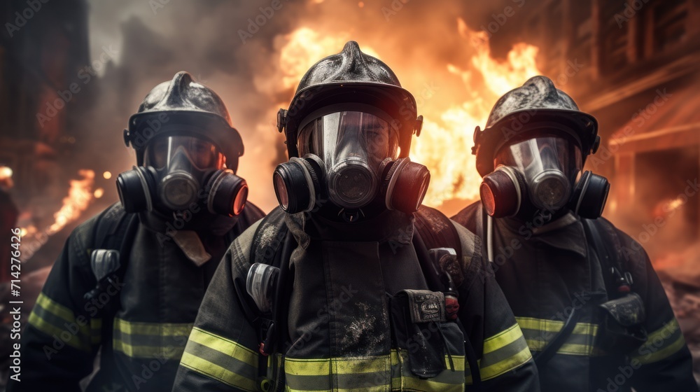 Frontline heroes in firefighting attire, demonstrating preparedness and ...