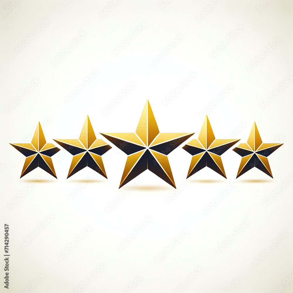 Five golden stars in a straight line, schematic representation of a top ...