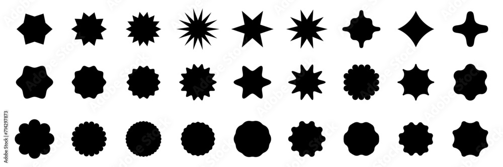 Brutalist starburst shapes for swiss minimal style design. Constructor ...