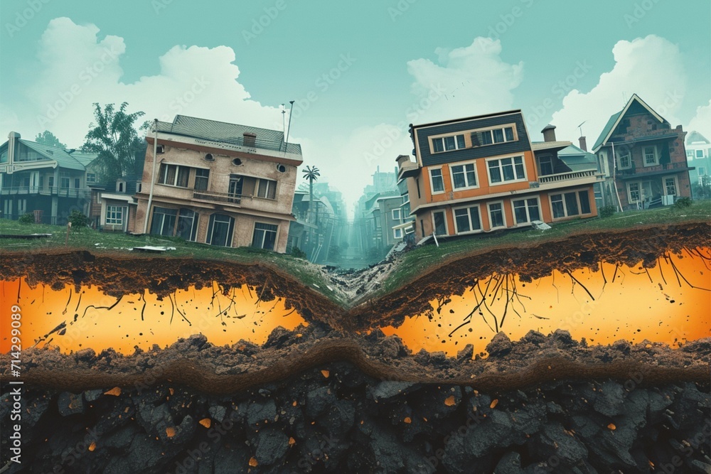 Earthquake visualization vector design depicting natural disaster ...