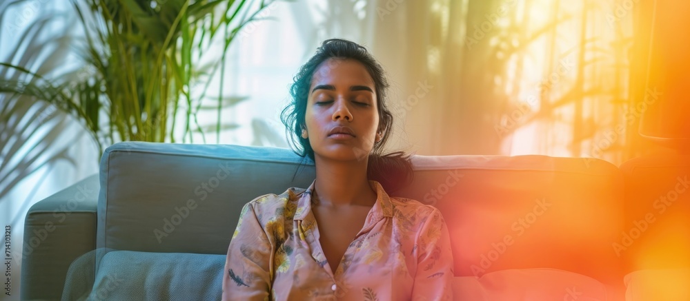 Indian woman experiencing physical and mental fatigue, stress, and ...