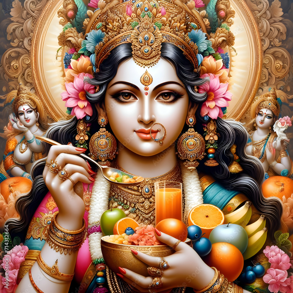 God hindu lord umadevi eats food Suitable for people who own a restaurant business. Stock ...