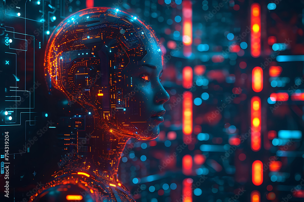 Futuristic AI Robot: Sci-Fi Background with Immersive Elements and ...
