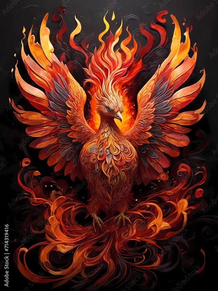 Magical Phoenix Rising Artwork - Symbolic Mythical Illustration of ...