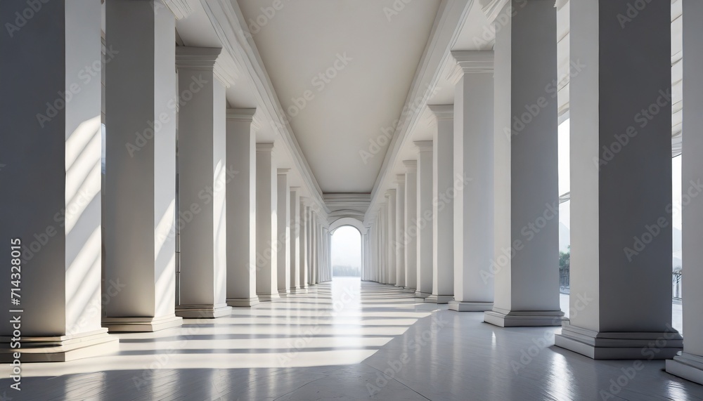 3d rendering white corridor pillars background render ai generated ...
