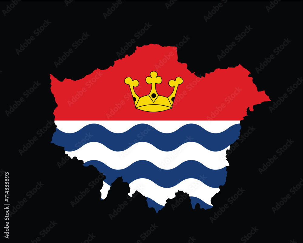Greater London map vector silhouette illustration isolated on black ...