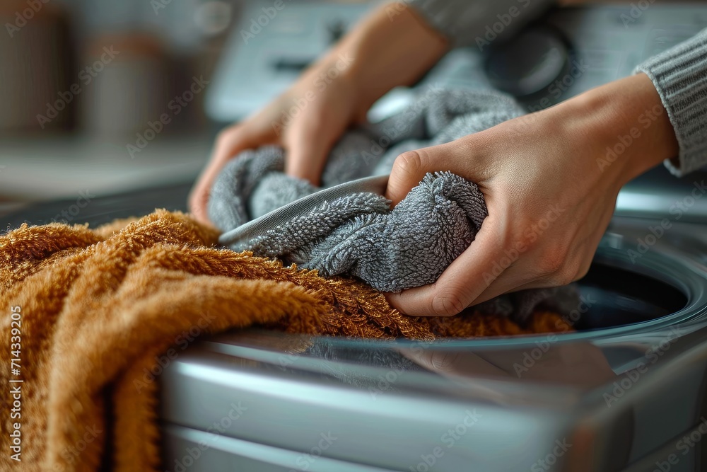 The washing machine, central to housework in an apartment, manages the ...