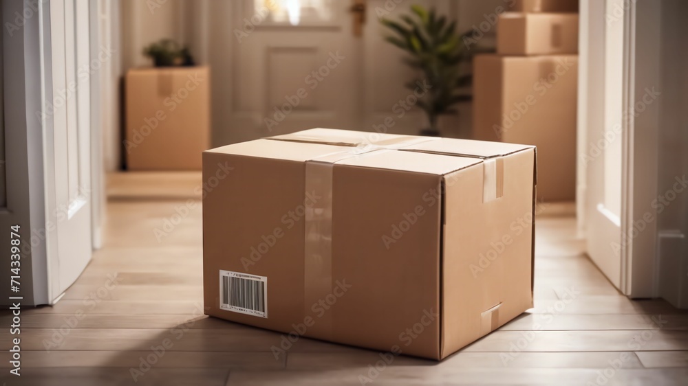 Online shopping delivery service concept. Cardboard parcel box ...