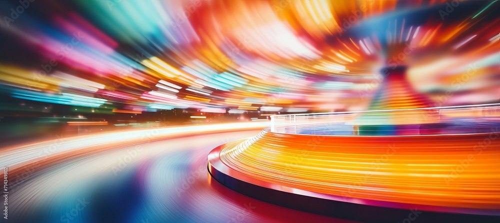 Dynamic carousel in motion with vibrant lights and lively details ...