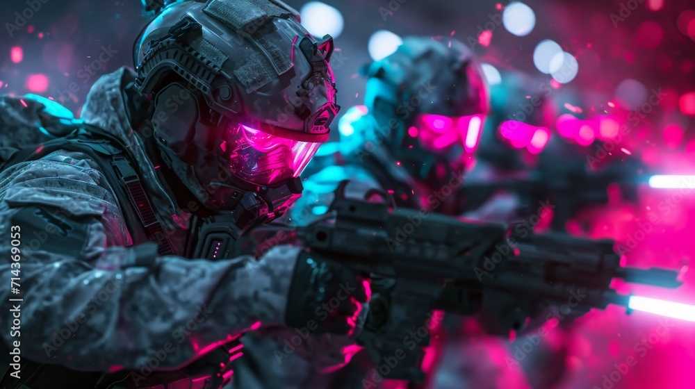 A team of heavily armed soldiers stand ready to face any danger in this ...