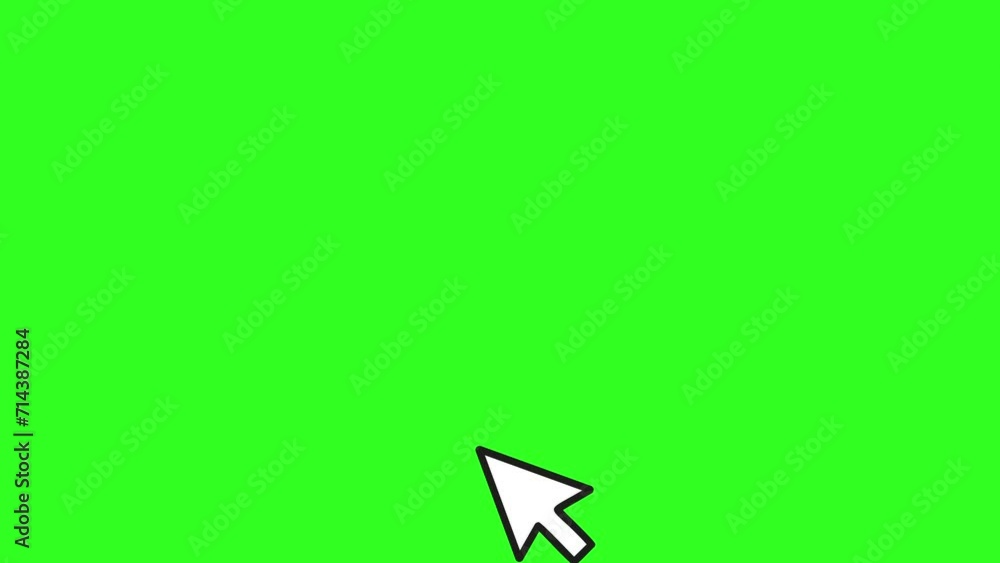 Mouse click symbol with spark isolated on green screen background. Pointer arrow cursor clicking ...