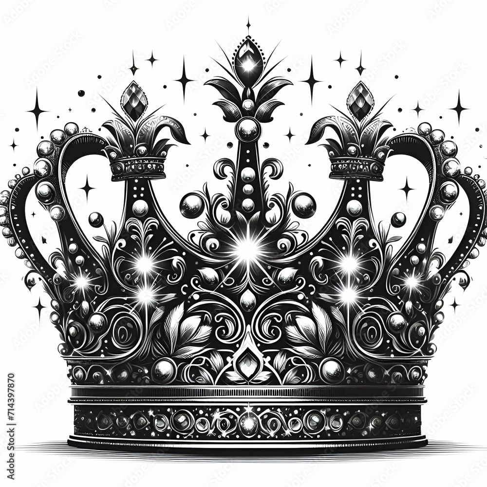 Set of crown icon. royal and queen icon black and white. logo for crown ...