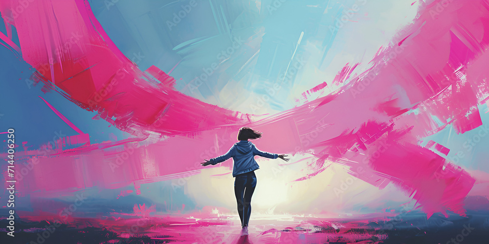 Pink ribbon symbol of cancer, a woman can win the war of breast cancer ...