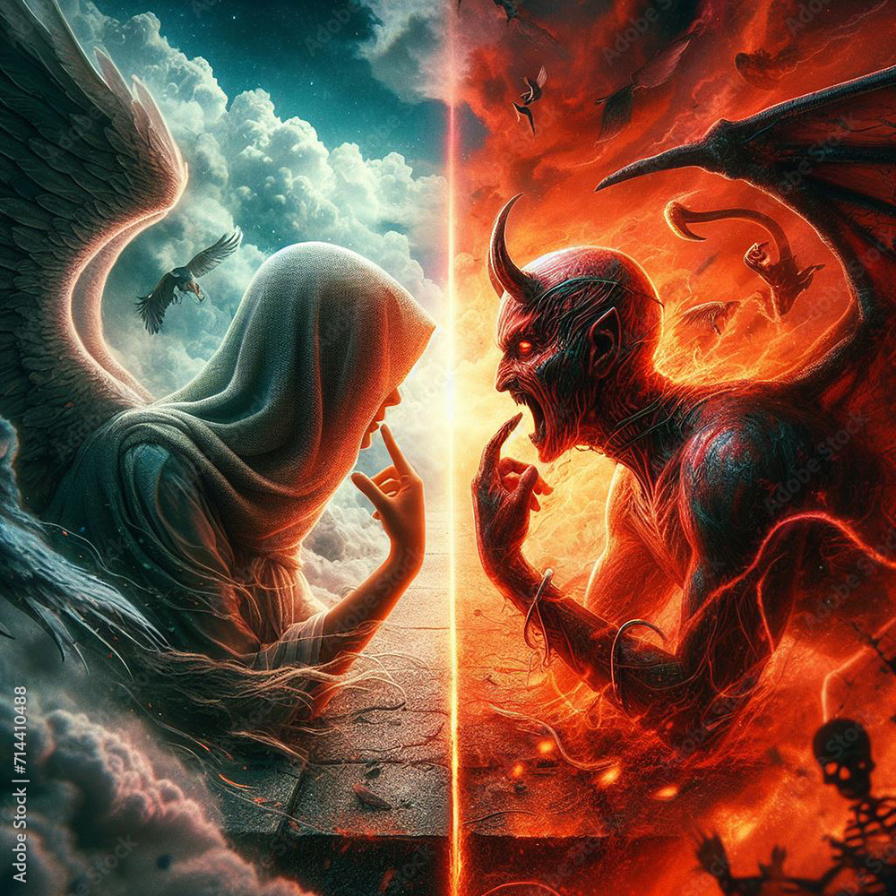 Angel Vs Devil Surreal Ai Generated Art Stock Illustration Adobe Stock