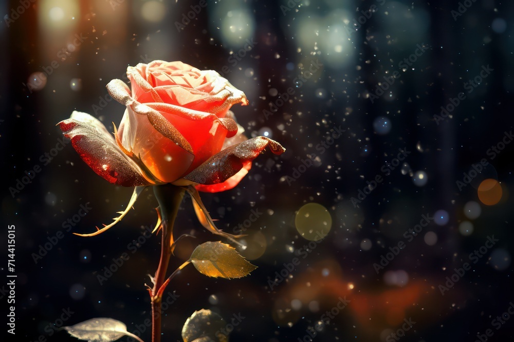 red ros red rose in a black background with red lighte in a black ...