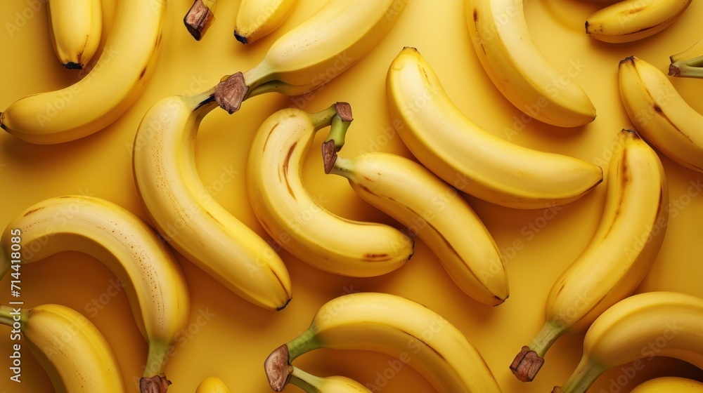 a group of ripe bananas sitting on top of a yellow counter top next to ...