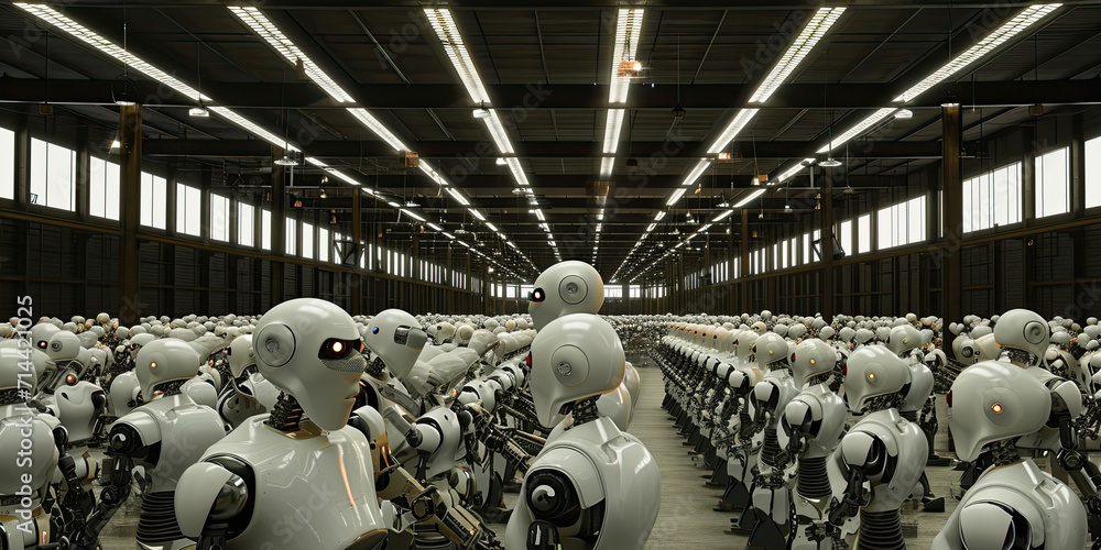 AI artificial intelligence robot factory, cyborgs, futuristic robots ...