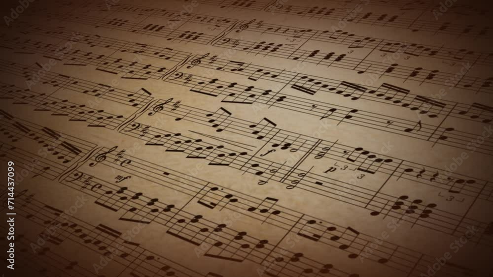 Music Note Scroll on Old Parchment 4K Loop features music staffs ...