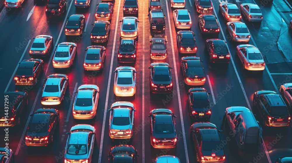 People driving inside car and many cars on the road jam in traffic ...