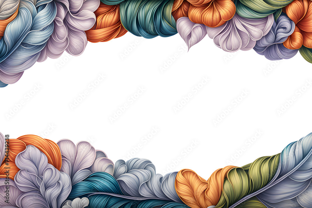 border frame made of silky feathery leaves pattern with space for text ...