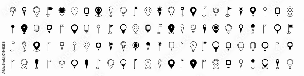Map pin place marker. Modern Map marker pointer logo icon set. GPS pin ...