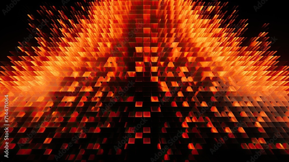 A background with neon orange triangles arranged in a honeycomb pattern ...