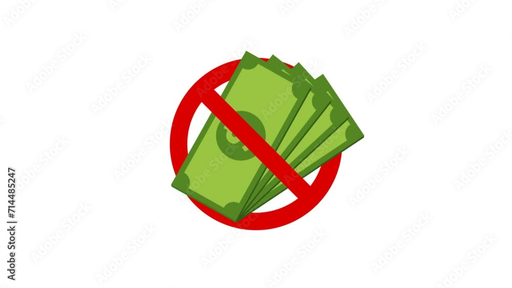 Dollar cash prohibition, Do not accept cash icon animation on alpha ...