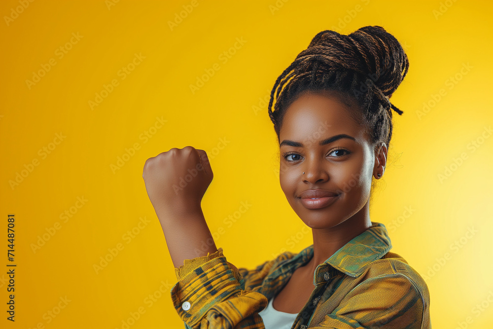 Image of a strong African woman with a raised fist symbolizing female ...