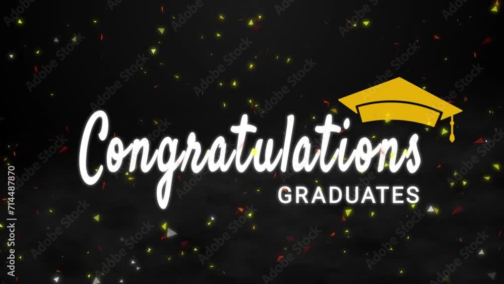 animated text CONGRATULATIONS GRADUATION with gold particles, 4k ...