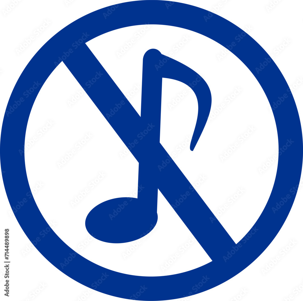 No music sound. Red circular forbidden vector illustration with music ...