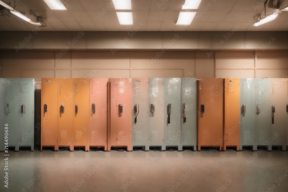 row of high school lockers, each one a different color and style, from ...