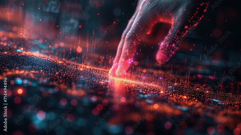 Hand touching Financial and business abstract background with candle ...