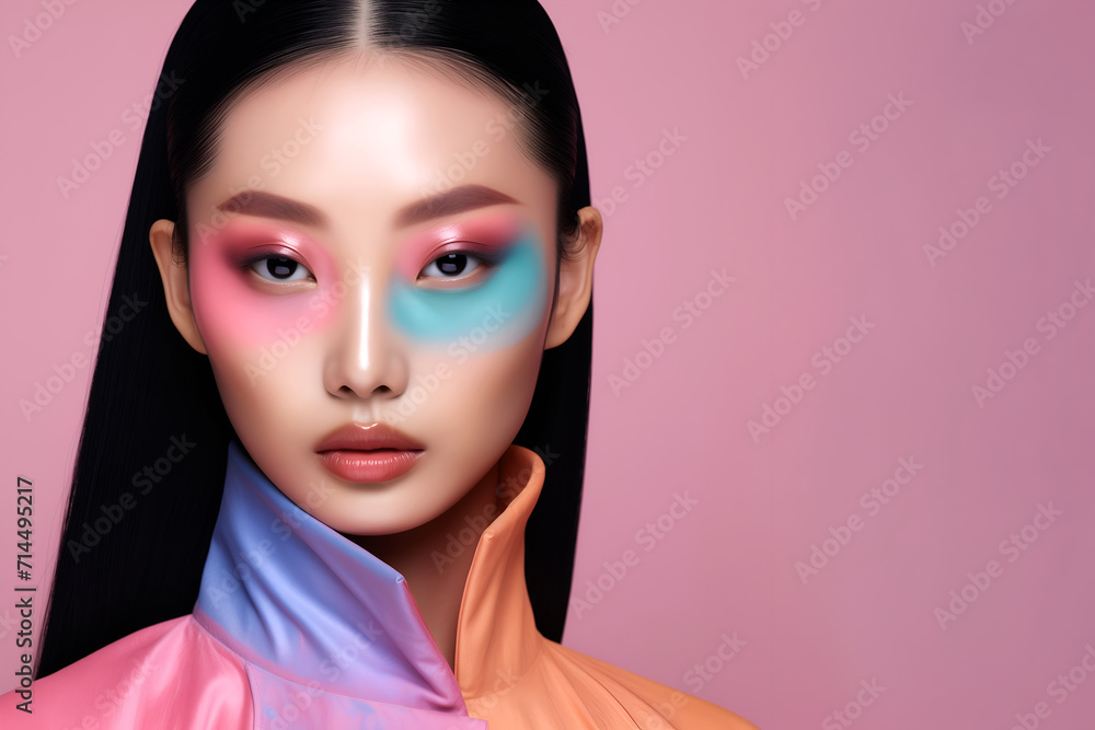 Fashion editorial Concept. Closeup portrait pretty asian woman with ...