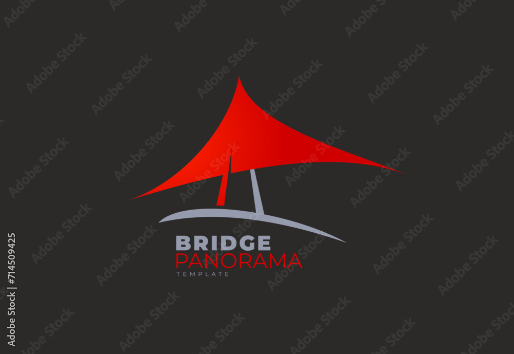 Logo Bridge Red Color. Template design vector. Black background. Stock ...