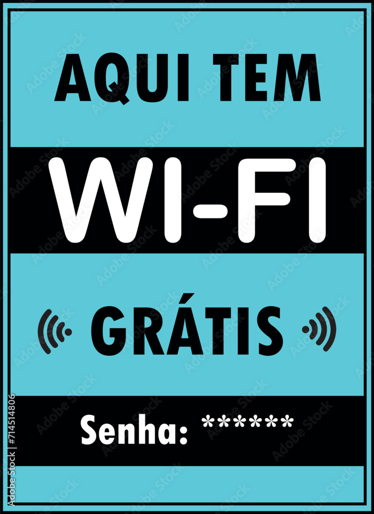 Aqui Tem Wi-Fi Grátis. Arte moderna de conexão à internet nos tons azul ...