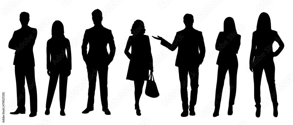 Set of vector corporate business people silhouette on white background ...
