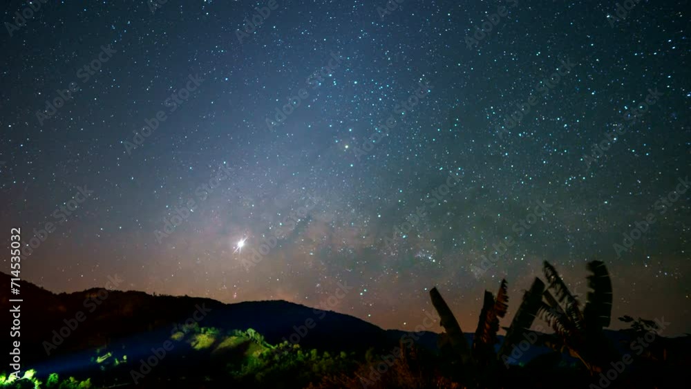 Beautiful Time-lapse of The Milky Way rising over silhouette mountains ...