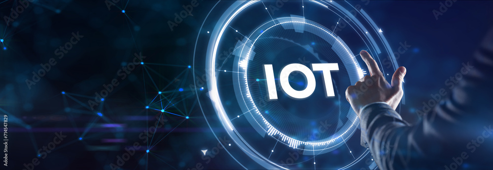Internet of things - IOT concept. Businessman offer IOT products and ...