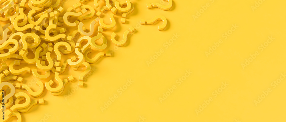 Yellow question marks isolated on yellow background. Question mark ...