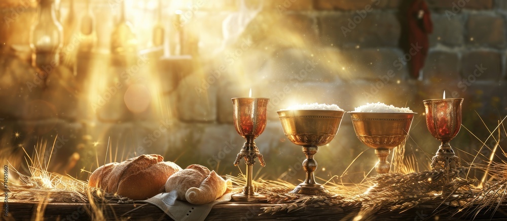 Symbols of Jesus Christ in the Holy Communion or Lord's Supper. Stock ...