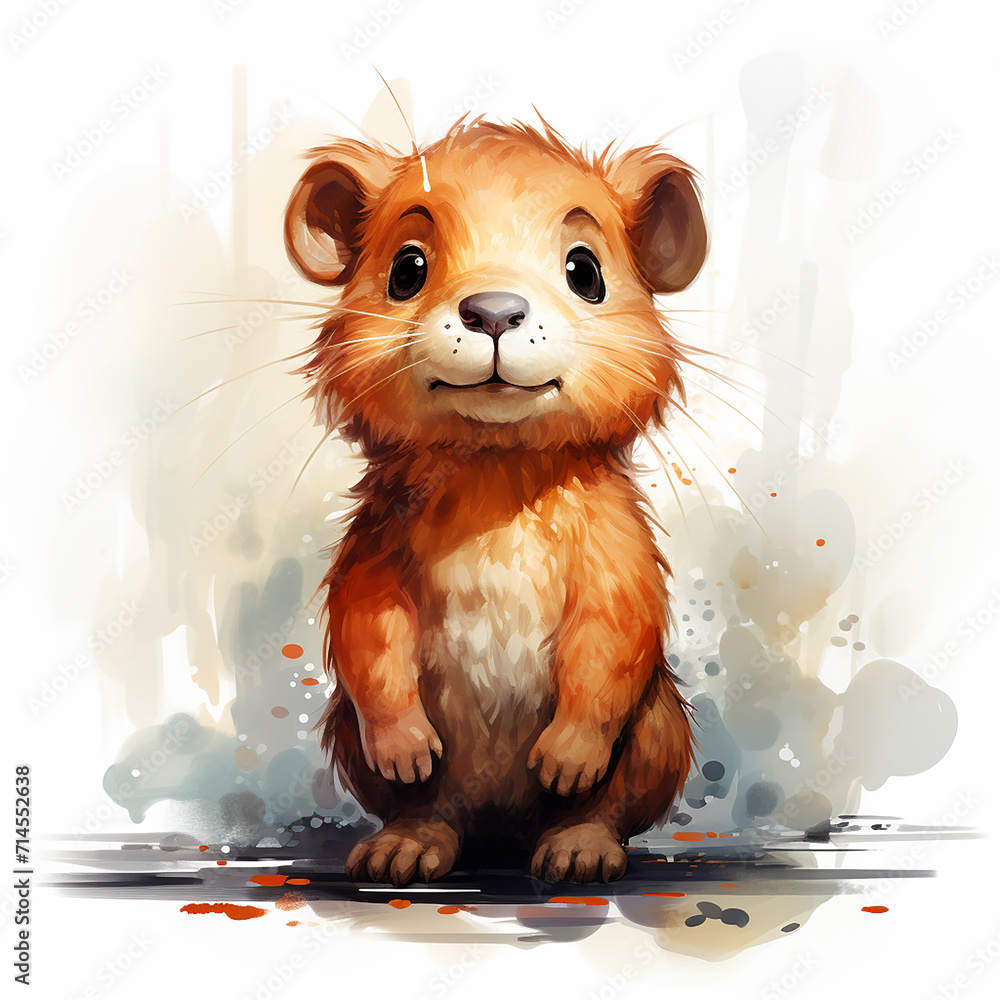 cute_baby_capybara_cartoon_realism_white_background Stock Illustration ...