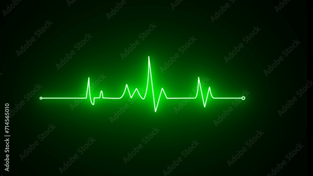 Glowing neon green Heartbeat pulse icon. Beautiful healthy cardiogram ...